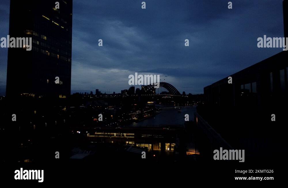 Sunrise Over Sydney City With View Of Sydney Harbour Bridge. Daybreak Stock Video Footage - Alamy