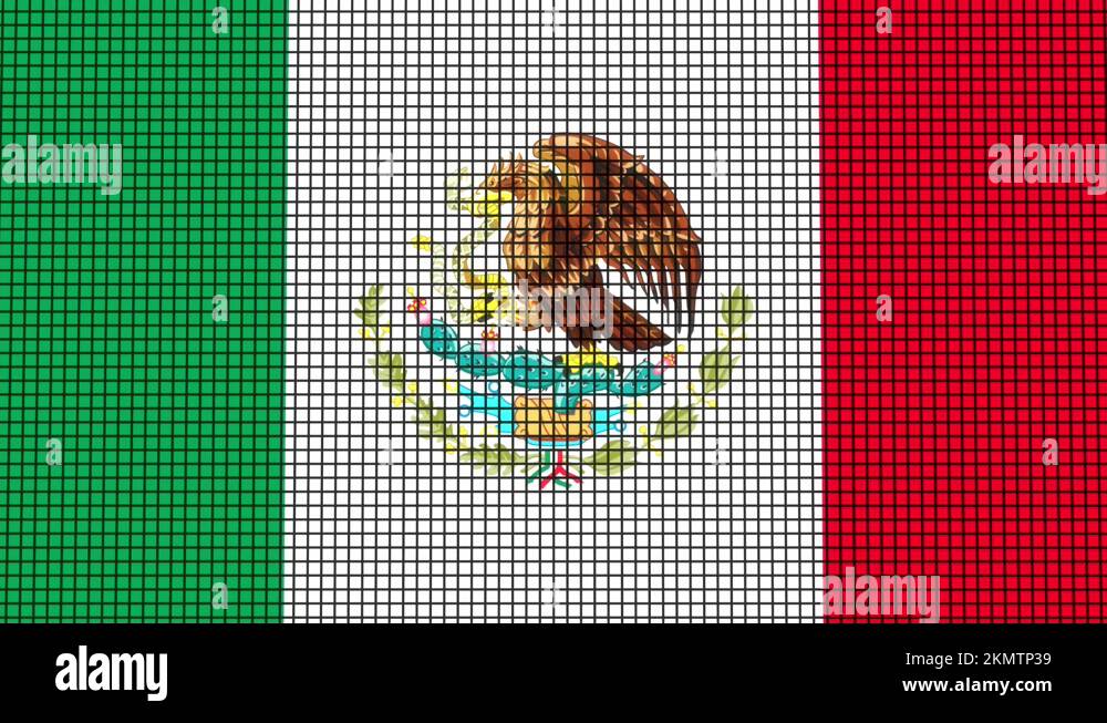 Mexico Flag animated in pixel grid style technology background Stock ...