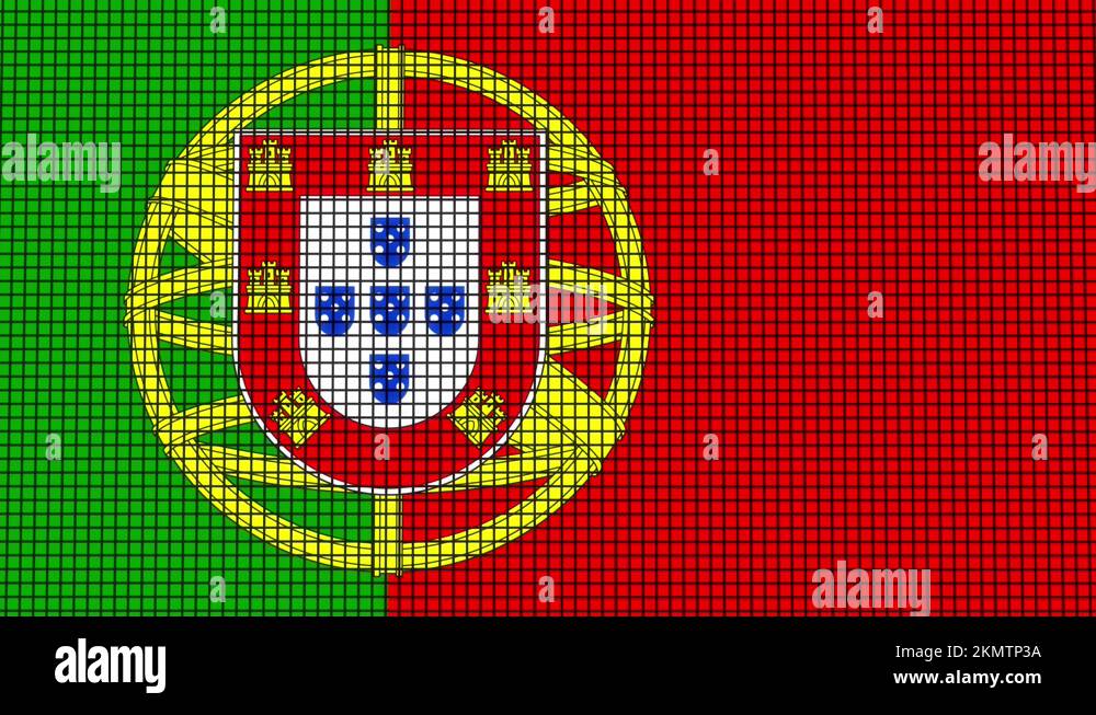 Portugal Flag animated in pixel grid style technology background Stock ...