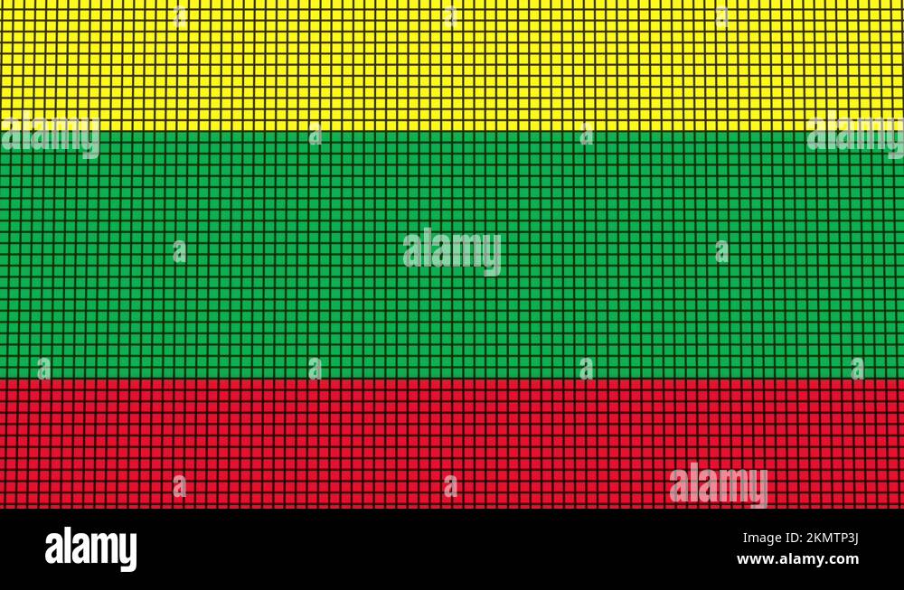 Lithuania Flag animated in pixel grid style technology background Stock ...