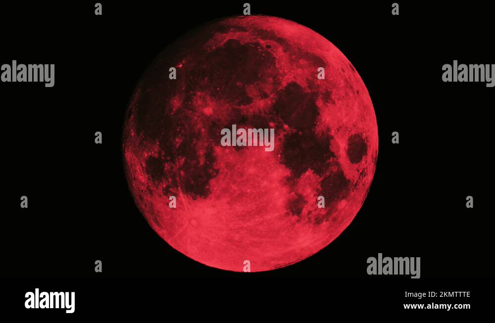 Graded shot of the evil red full moon aka blood moon filmed in UHD ...