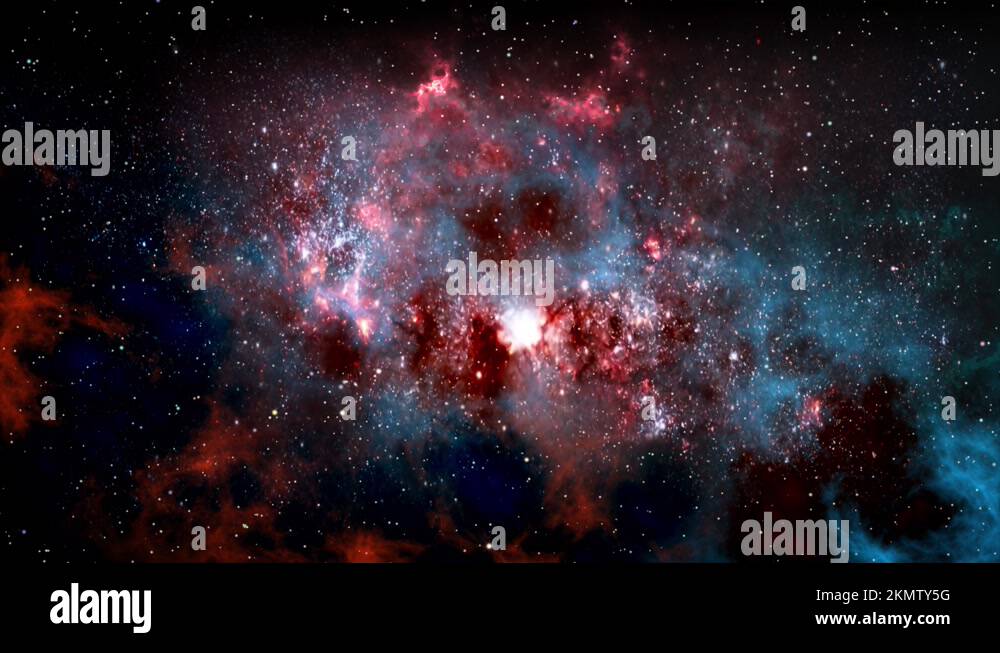 Space flight moving through universe galaxies stars and nebulae Stock ...