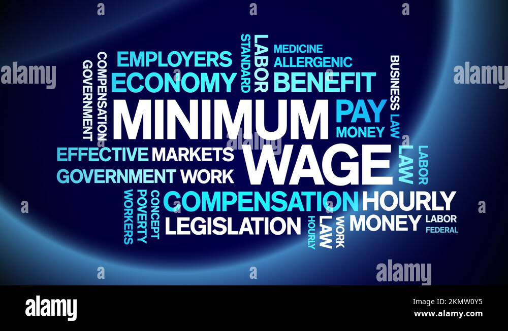 Minimum Wage animated word cloud,animation kinetic typography seamless ...