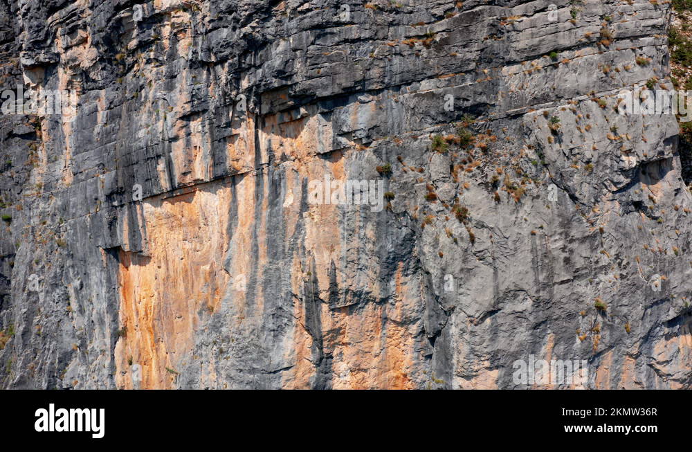 Rough surface and texture of rock on a vertical cliff. Geological ...