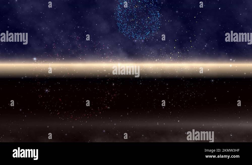 Flying through outer space with fire crackers bursting. Many stars and ...