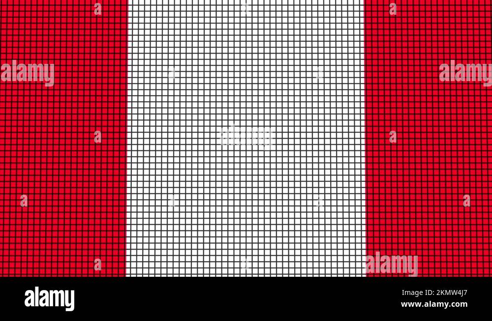 Peru Flag animated in pixel grid style technology background Stock ...