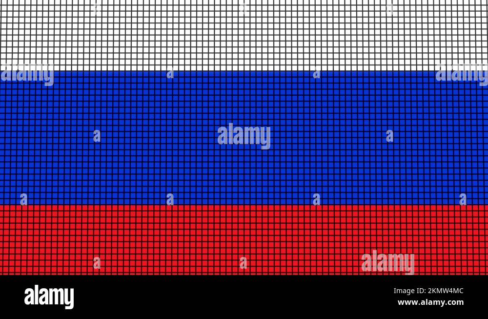 Russia Flag animated in pixel grid style technology background Stock ...