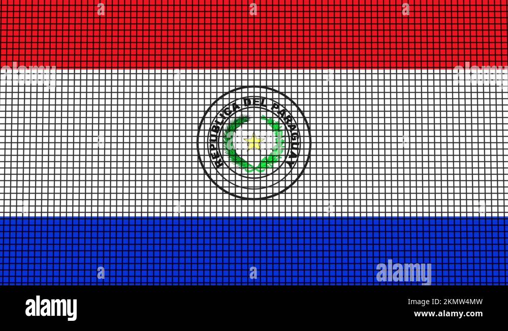 Paraguay Flag animated in pixel grid style technology background Stock ...