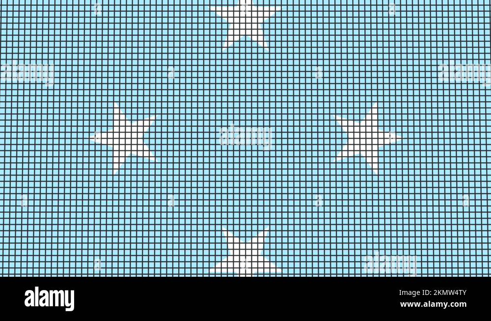 Micronesia Flag animated in pixel grid style technology background ...