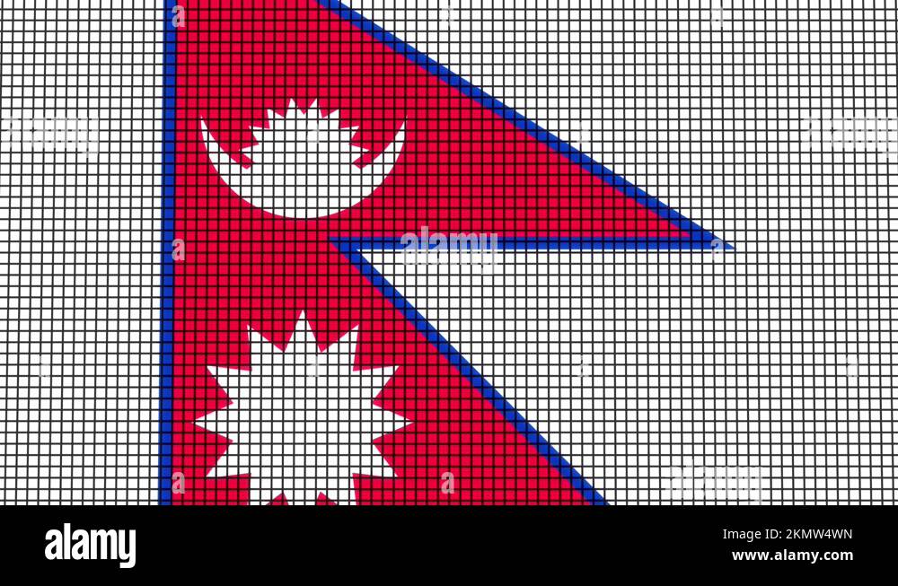Nepal Flag animated in pixel grid style technology background Stock ...