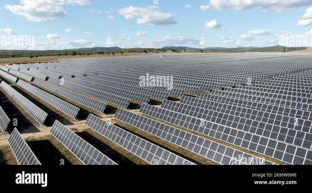 Rows of photovoltaic solar cells installed to generate clean and cheap ...