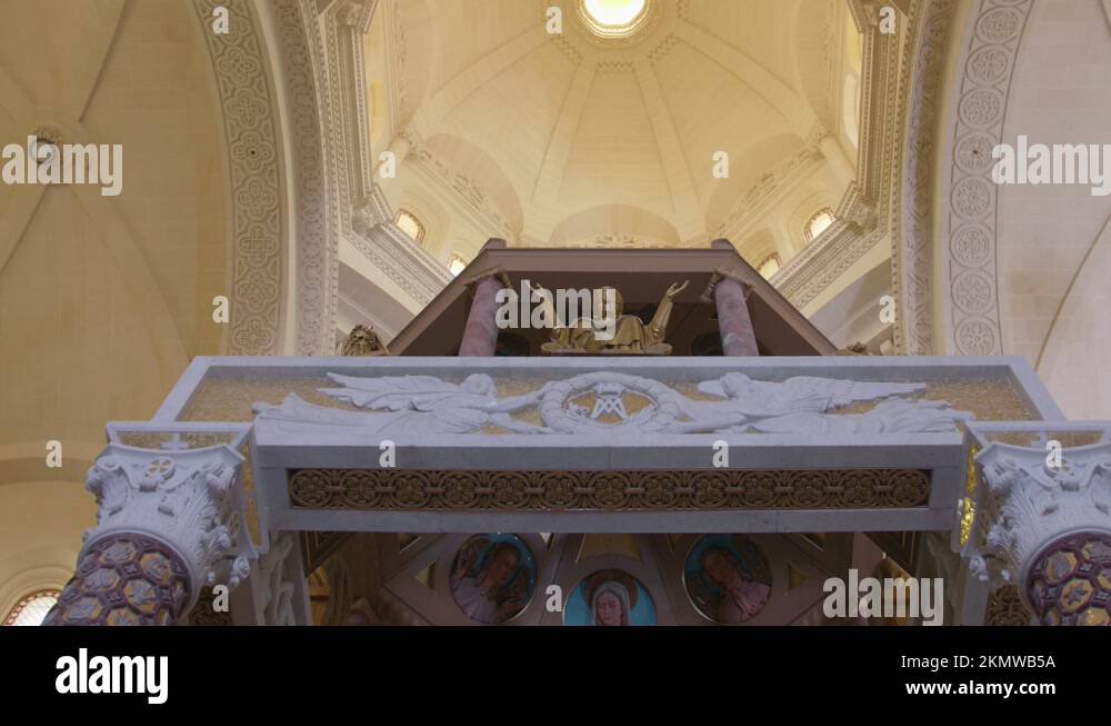 Elegant Interior Of Ta' Pinu Basilica With Beautiful Stone Altar ...