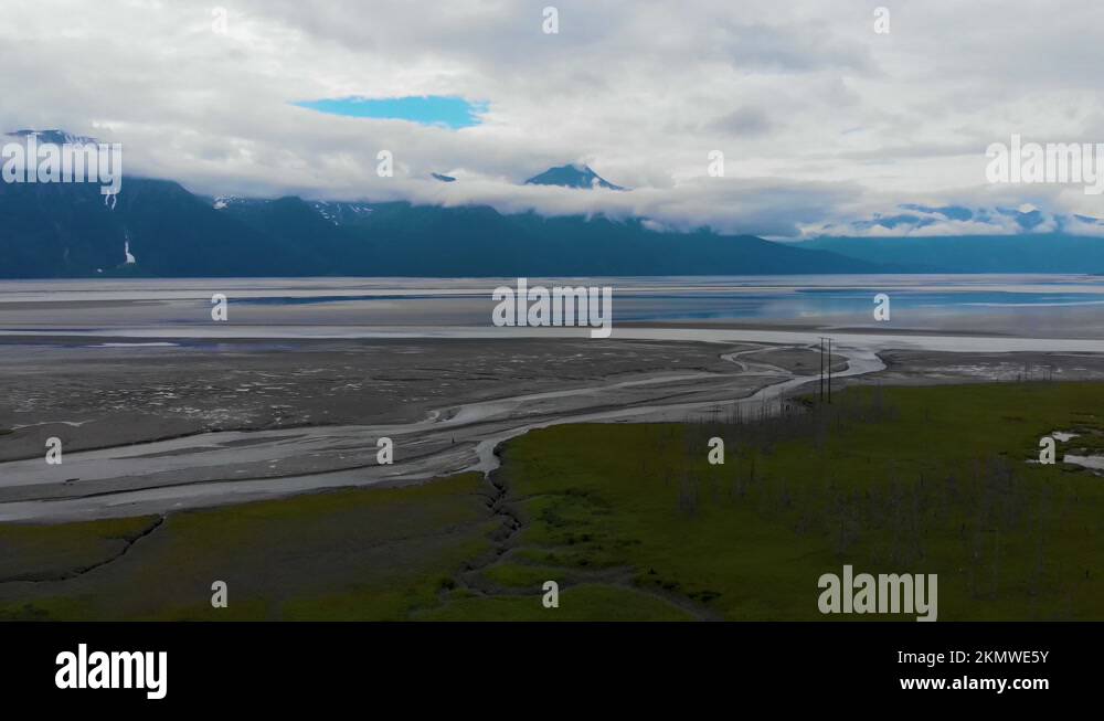 4K Cinematic Drone Video of Marsh in Turnagain Arm Bay at Glacier Creek ...