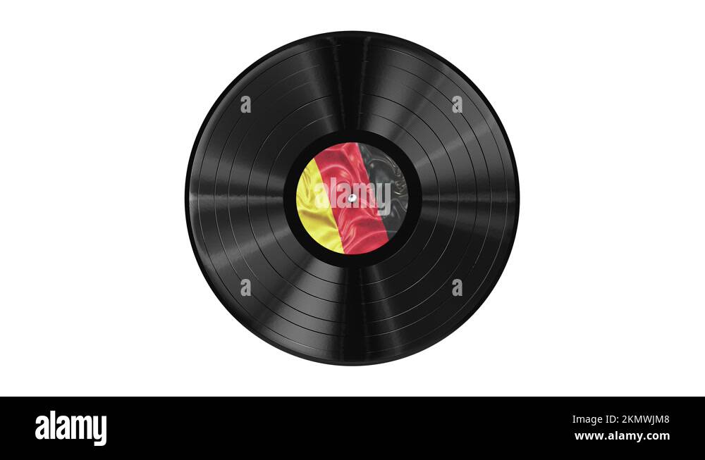 Stylized flag of Germany label vinyl record looping 3D animation with ...