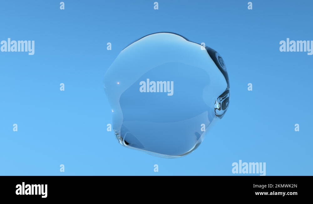 Animation 3d drop of water moves and deforms on a blue background Stock ...