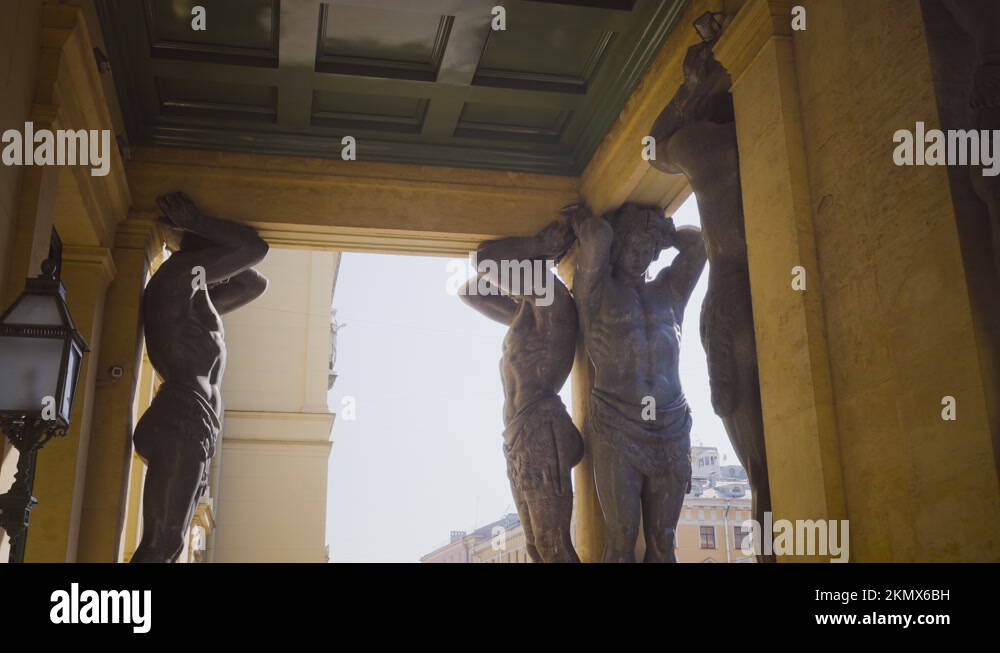 sculptures of Atlantis, mid-19th century, entrance to the Hermitage, St ...