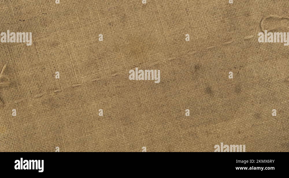 Rotation of the natural linen fabric of the sack. Texture, background ...