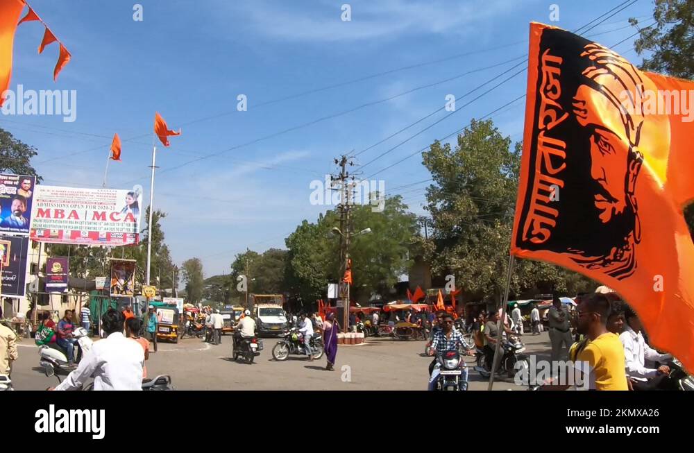 Chhatrapati Shivaji Maharaj Jayanti. Rally of Indian king, Shivaji ...