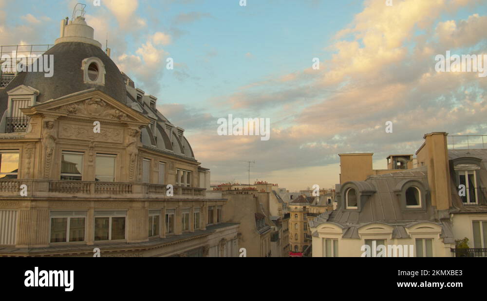 Rooftop View of Paris Architecture with Windows and Beautiful Skies ...