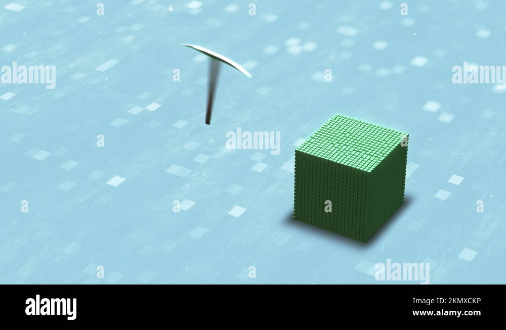 3D Animated Illustration depicting data mining of computer information ...