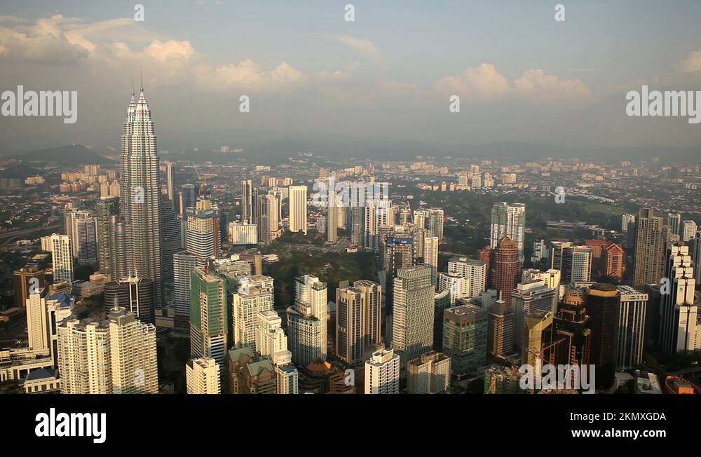 Petronas Twin Towers, Aerial View of Kuala Lumpur, Malaysia, Bird Eye View Stock Video Footage ...