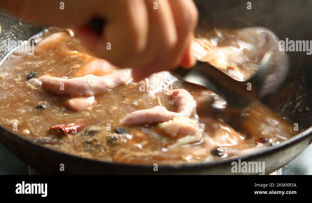 Boiling pork intestines with five-spice powder or Pa-lo, Thai famous ...