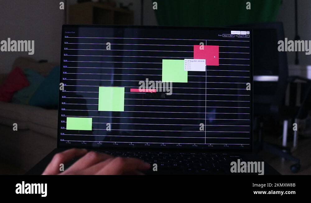 African Woman Checking Three-week Timeline Of Cardano Stocks At Home ...