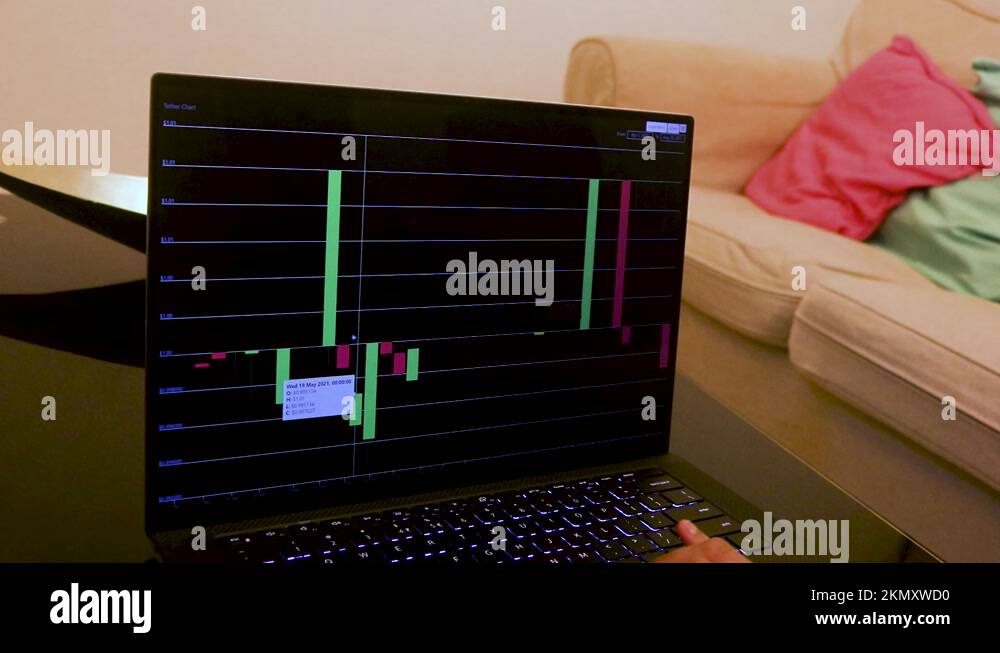 Five Month Timeline Of Tether Stock Chart On Laptop Stock Video Footage ...