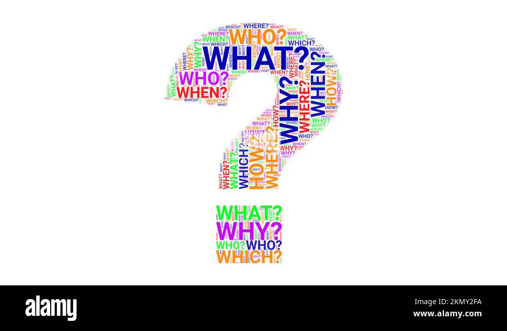 Question mark word cloud colorful text 4K seamless loop on white ...