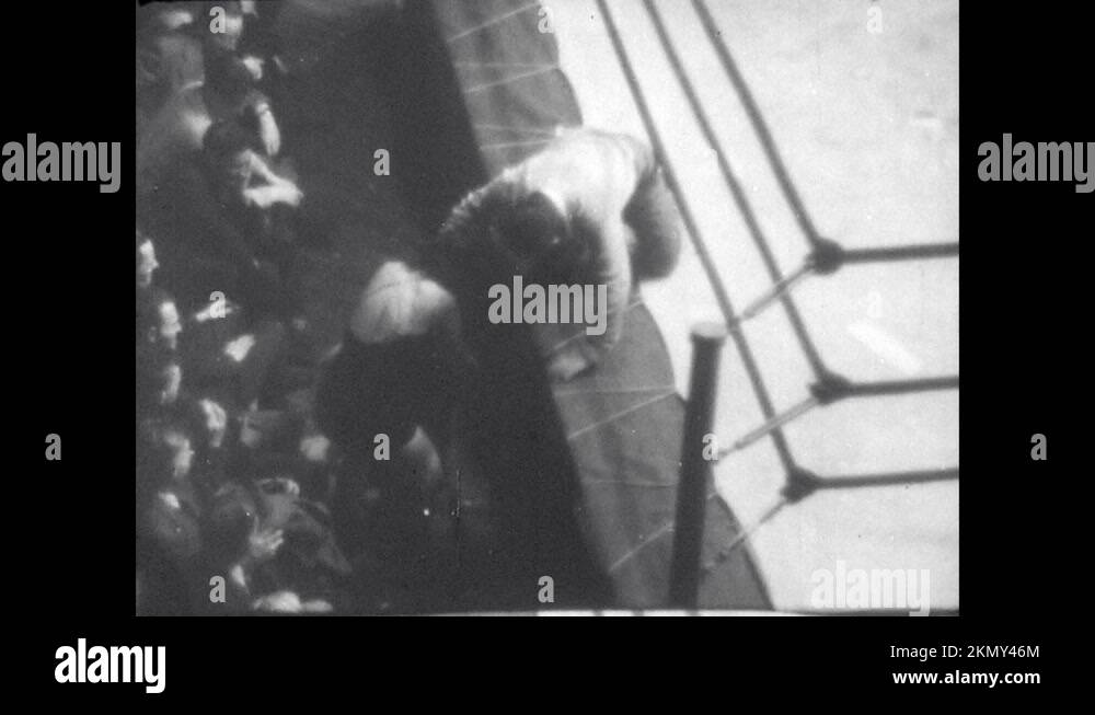 1940s: Lady wrestlers brawl in first row of audience at ringside. Women ...