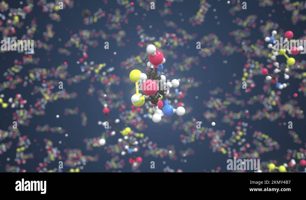 Homocystine molecule, conceptual molecular model. Chemical looping 3d ...