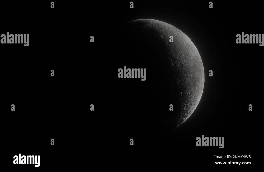 Moon in deep space. Spaceship flies near Moon. 3d model of moon Stock ...