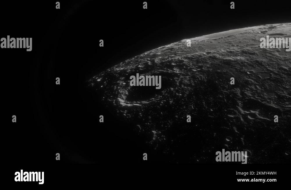 Moon in deep space. Spaceship flies near Moon. 3d model of moon Stock ...