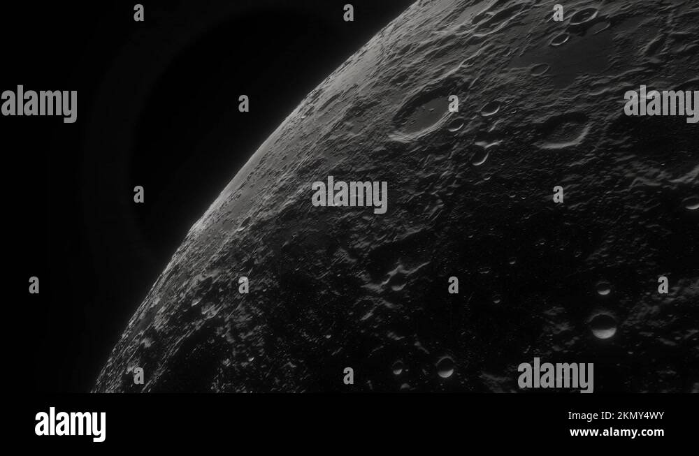 Moon in deep space. Spaceship flies near Moon. 3d model of moon Stock ...