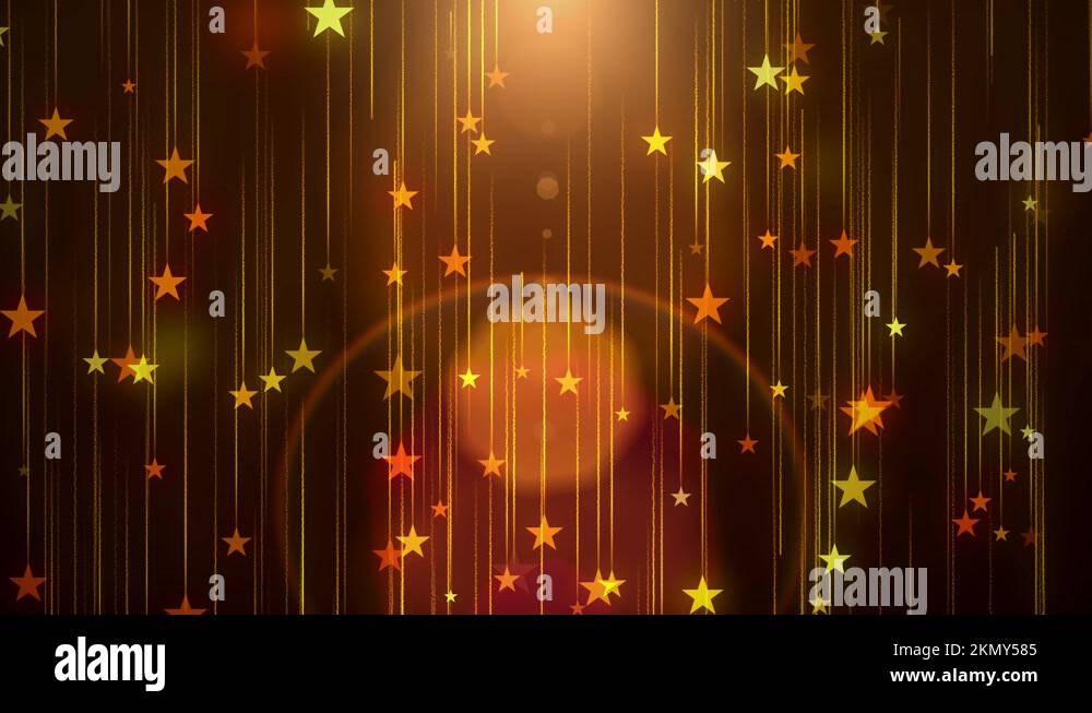 Abstract Golden Flickering Stars Lines Falling Rain Optical Lens Flare ...