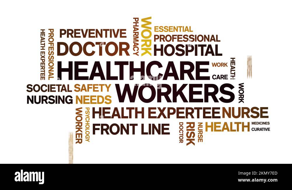 Healthcare workers animated word cloud,animation typography seamless ...