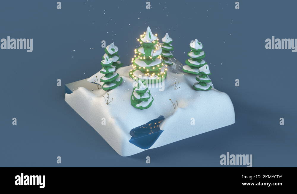 Dreamlike cartoon christmas isometric scene 3D render seamless loop animation Stock Video ...