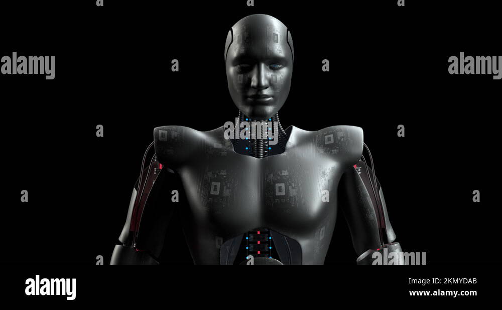 Advanced Powerful Bionic Robot Standing. AI Humanoid Stock Video ...