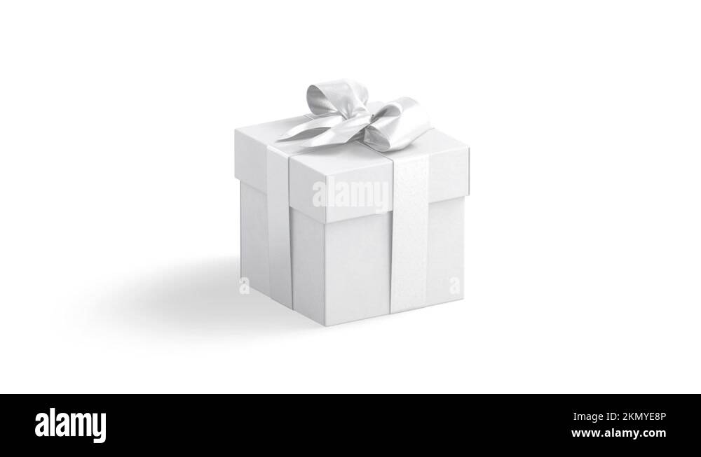 Blank white gift box with ribbon bow mockup, looped rotation Stock ...