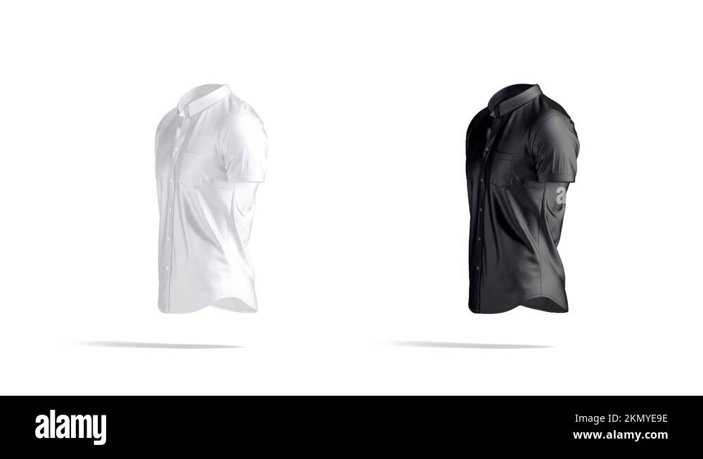 Blank black and white short sleeve shirt mockup, looped rotation Stock ...