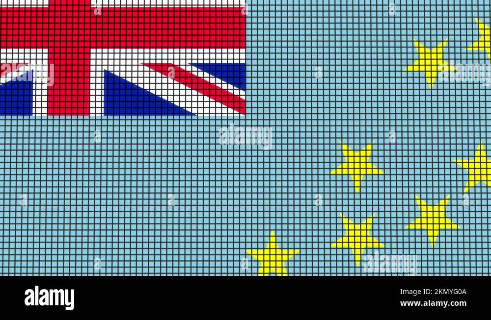 Tuvalu Flag animated in pixel grid style technology background Stock ...
