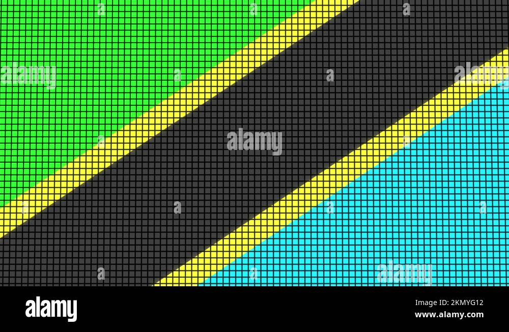 Tanzania Flag animated in pixel grid style technology background Stock ...