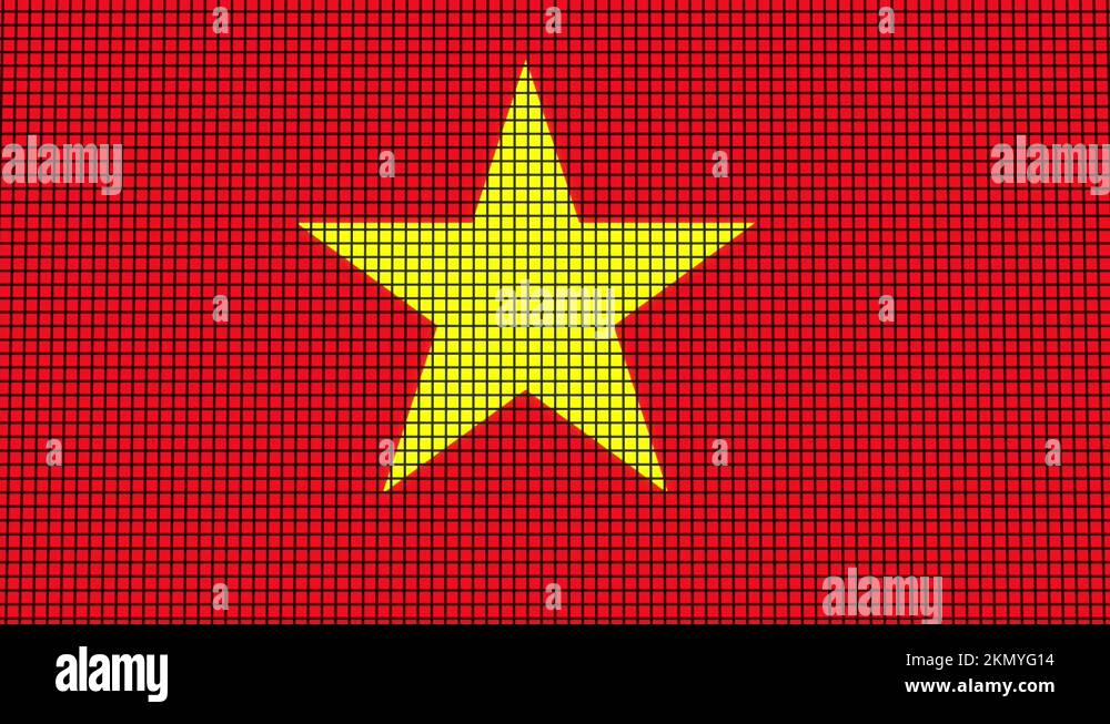 Vietnam Flag animated in pixel grid style technology background Stock ...