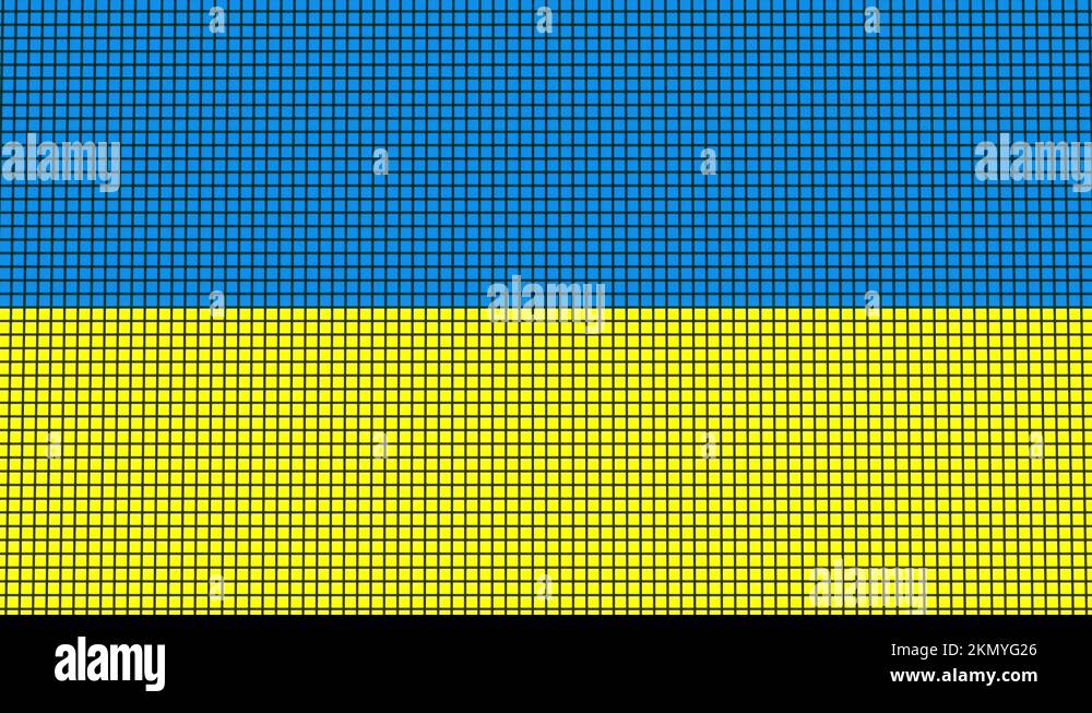 Ukraine Flag animated in pixel grid style technology background Stock ...