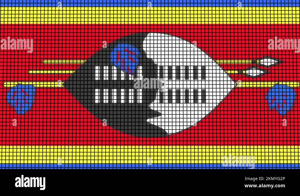 Swaziland Flag animated in pixel grid style technology background Stock ...