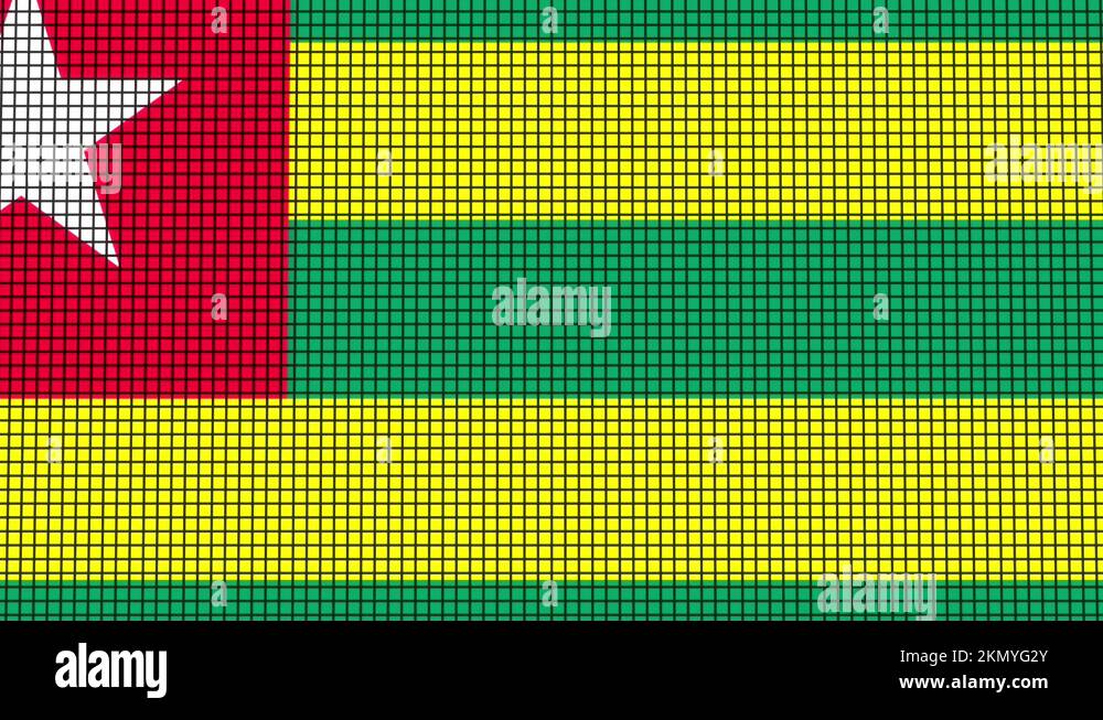 Togo Flag animated in pixel grid style technology background Stock ...