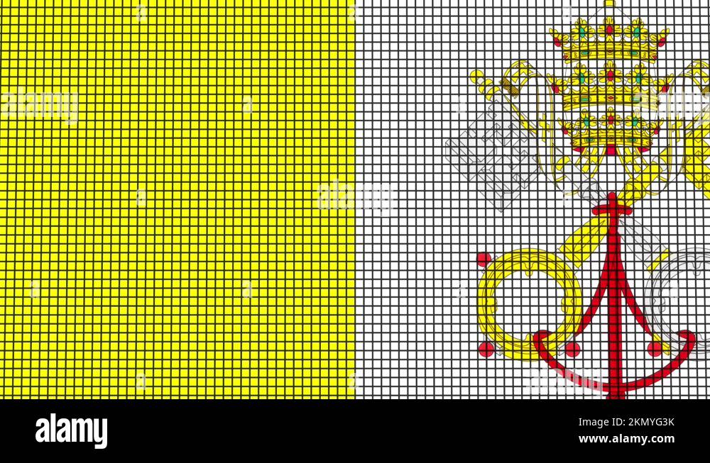 Vatican City Flag animated in pixel grid style technology background ...