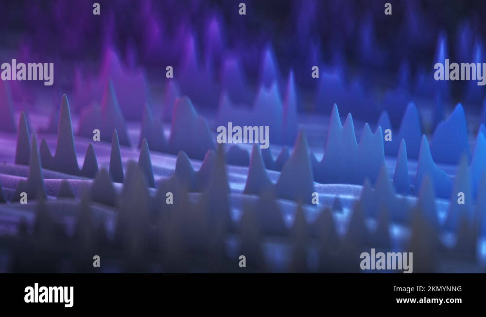 Signal curve shapes in neon light seamless loop 3D render animation ...