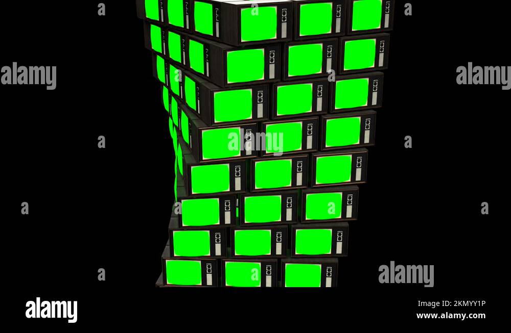 Old tv green screen mockup retro 80s 90s loop Stock Video Footage - Alamy