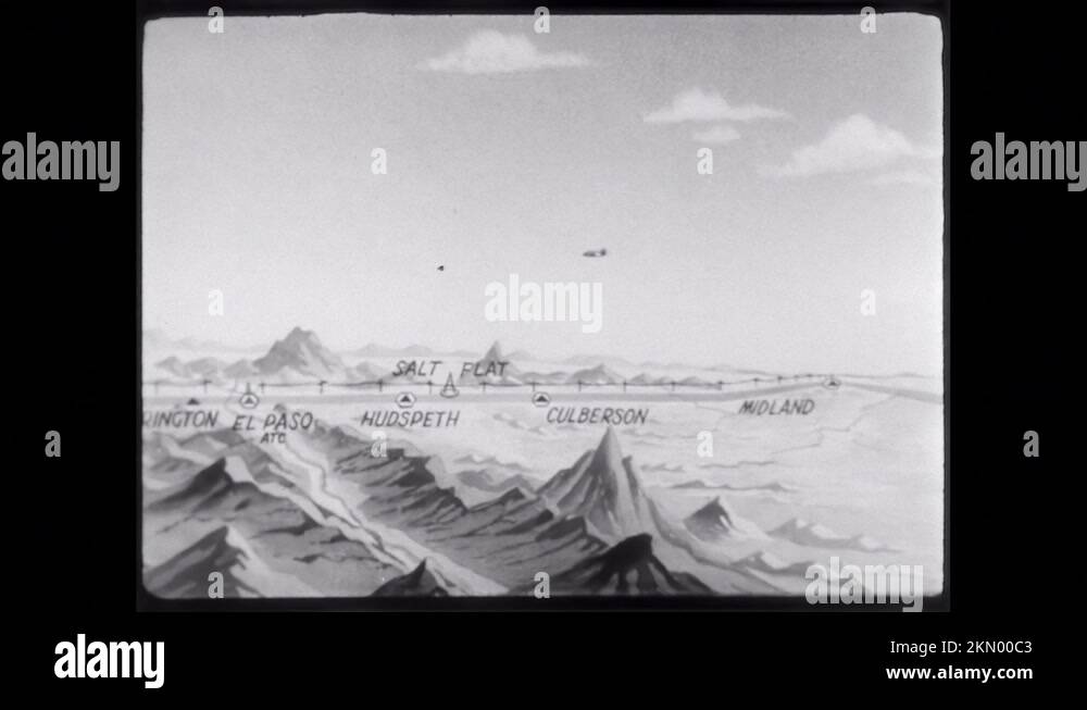 1950s: Animated illustration of airplane flight path. Air Traffic ...